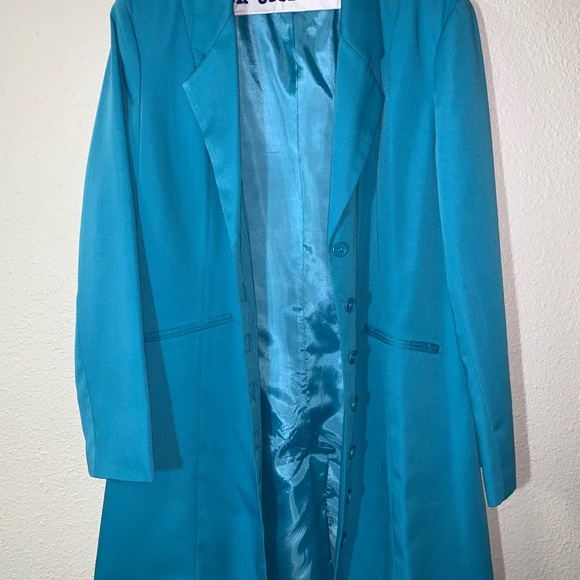 Vintage | Jackets & Coats | Vintage Monterey Bay Sky Blue Long Blazer Sz 2l Business Formal ...